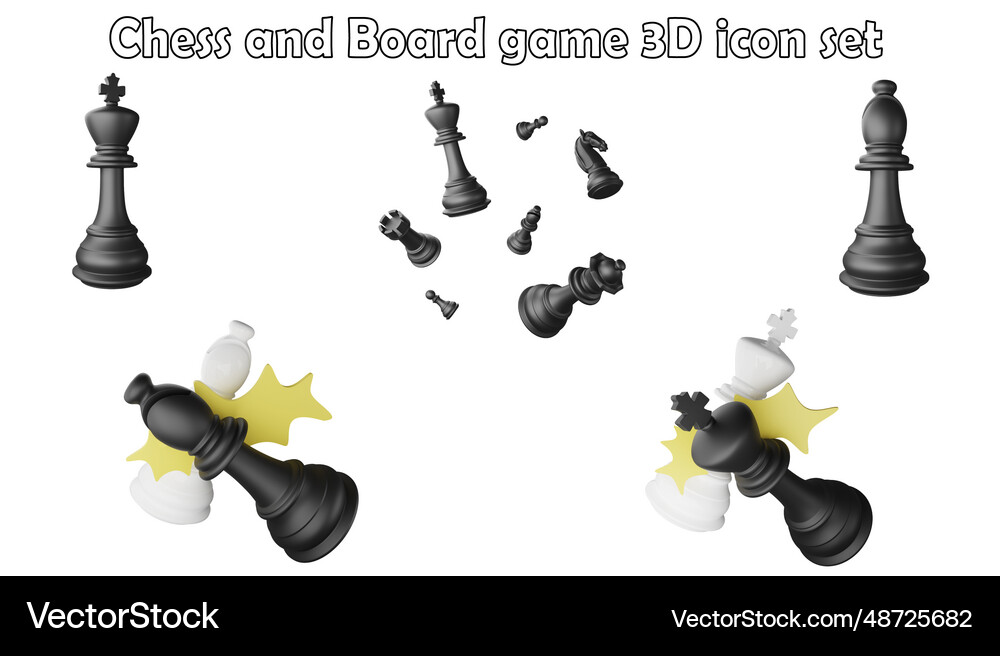 Chess and board game clipart element 3d render Vector Image