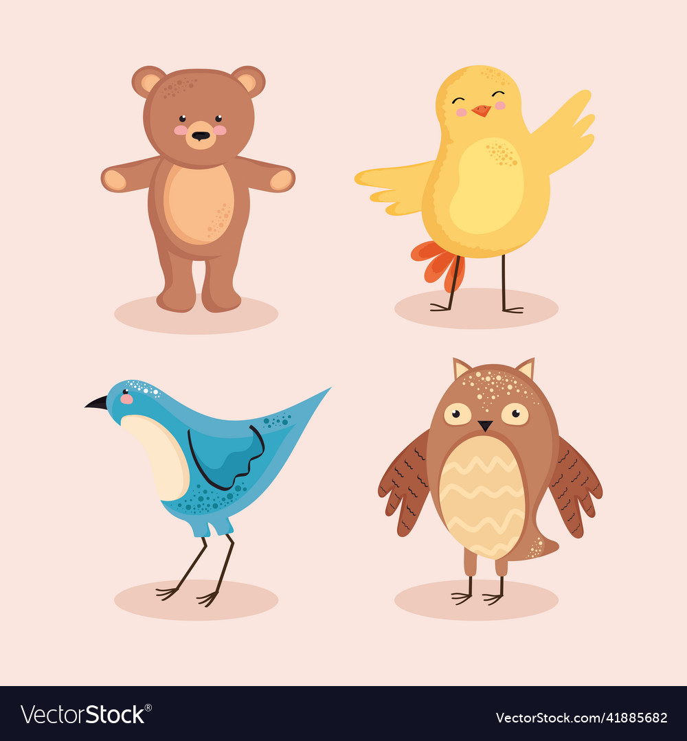 Four spring animals Royalty Free Vector Image - VectorStock