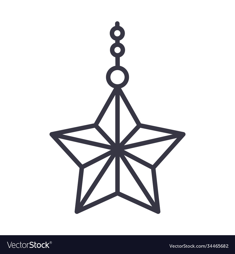 Happy merry christmas hanging star decoration Vector Image