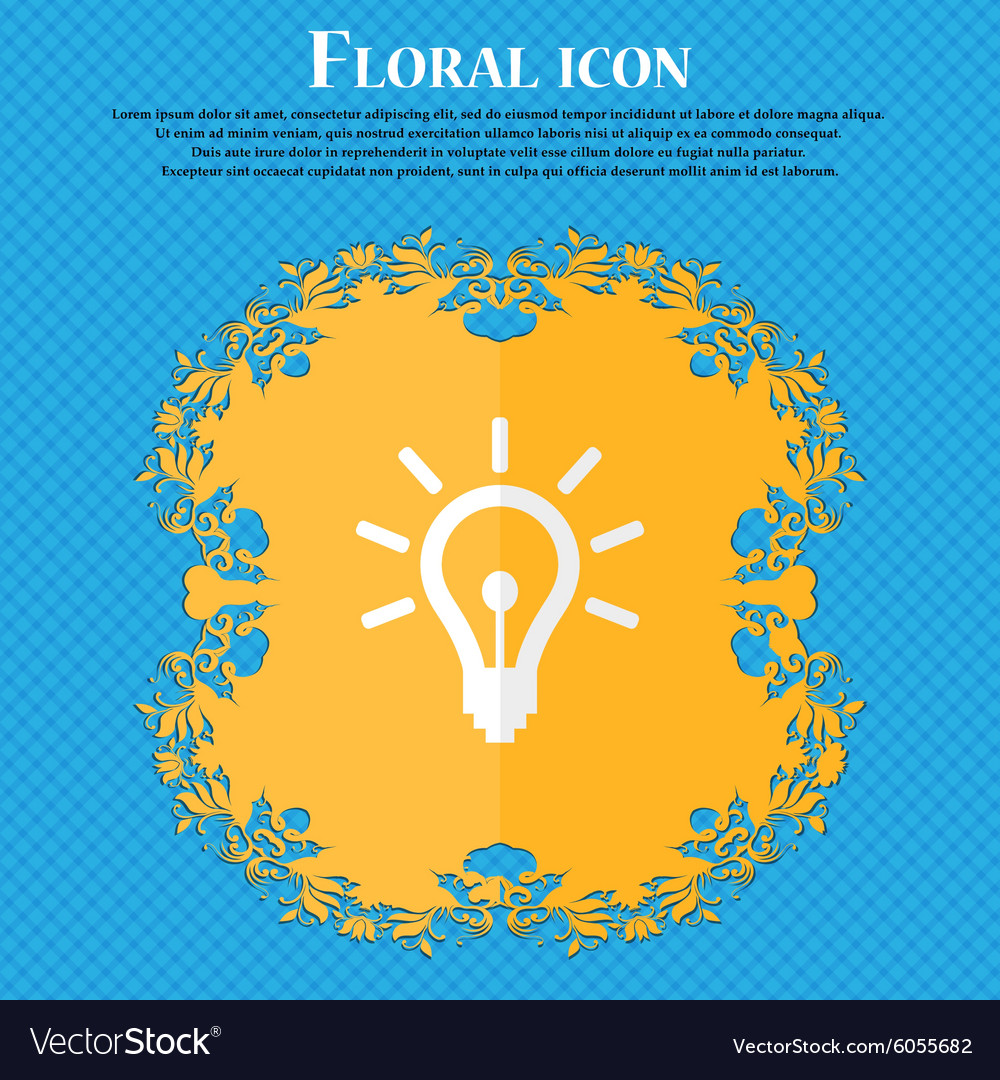 Light bulb floral flat design on a blue abstract Vector Image
