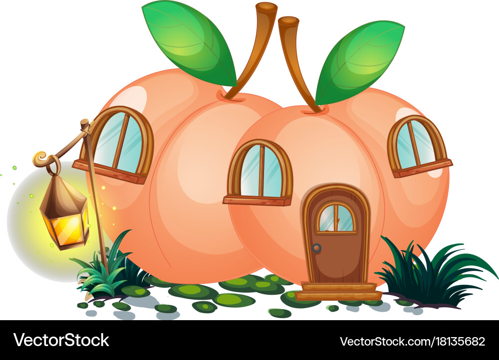 Peach house with lantern in garden Royalty Free Vector Image