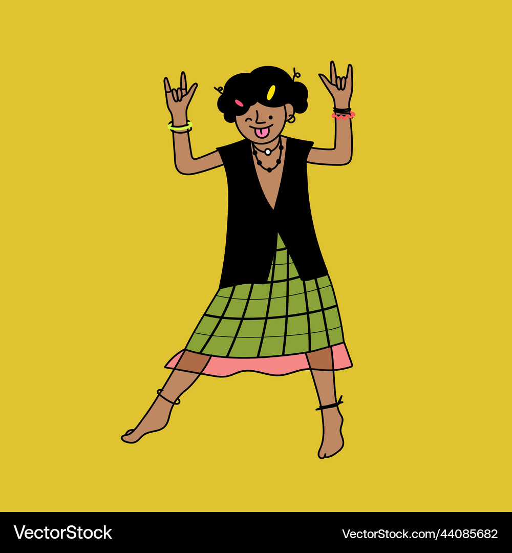 Playful cool kid character on yellow background Vector Image