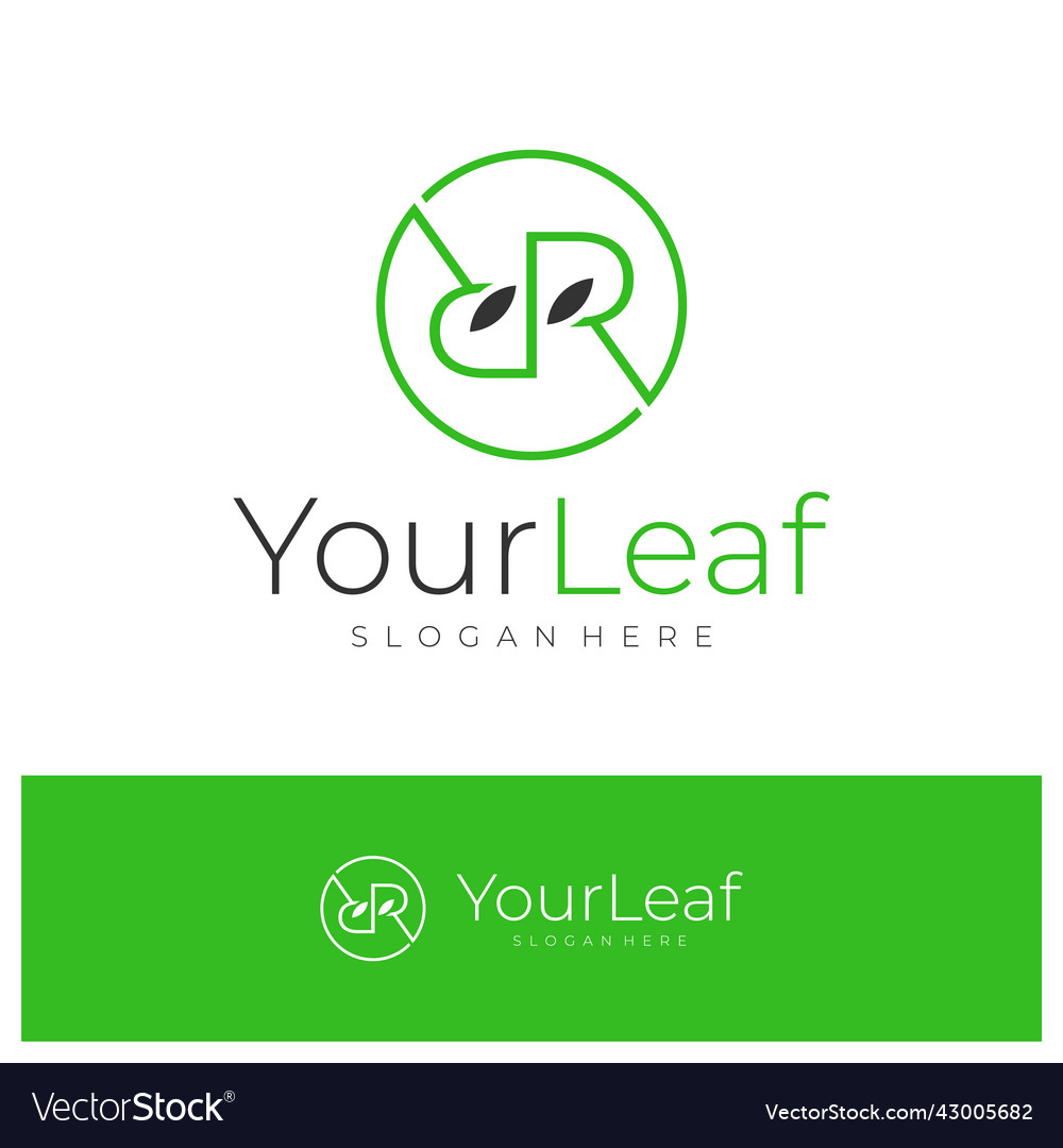 R leaf logo design template initial Royalty Free Vector