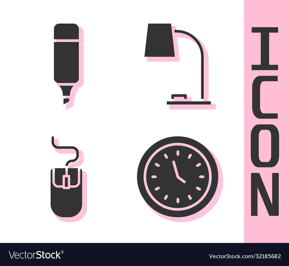 Set clock marker pen computer mouse and table Vector Image