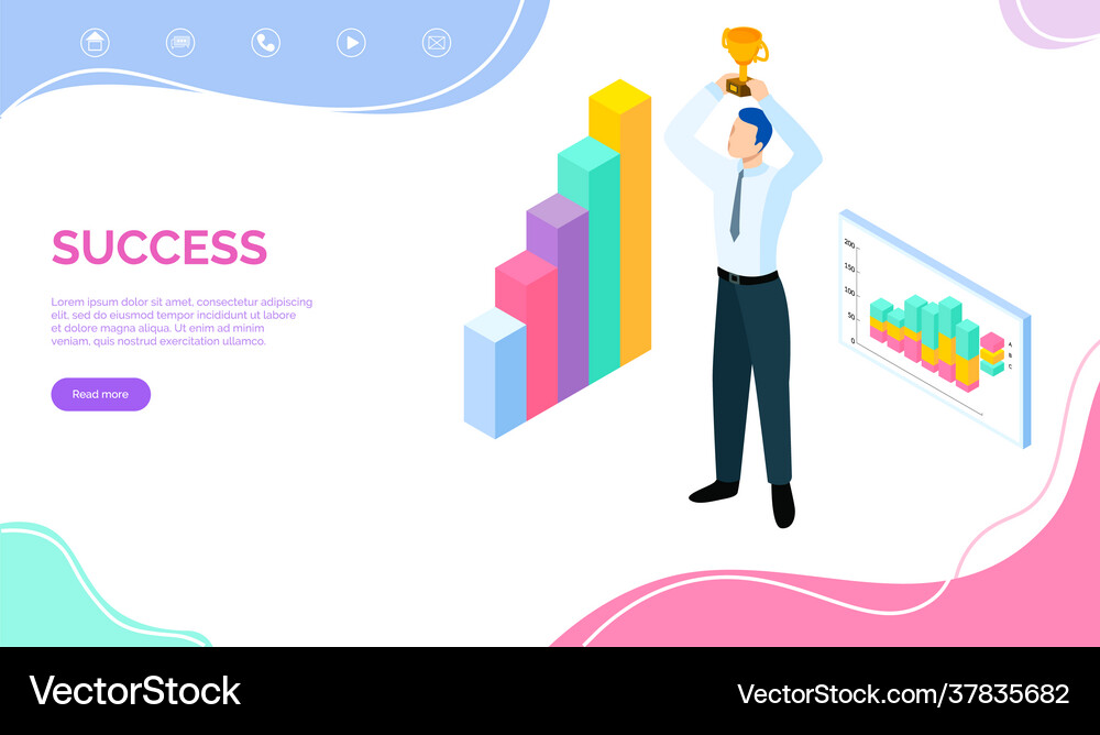 Success banner winner vision reaching goal Vector Image