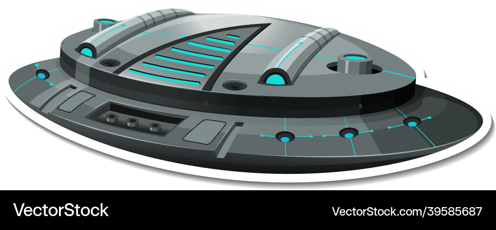 A sticker template with ufo or fighter aircraft Vector Image