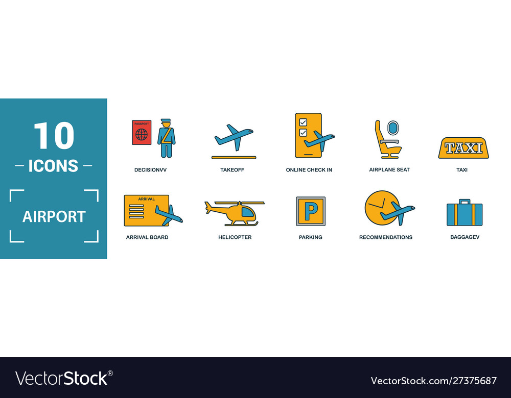 Airport icon set include creative elements Vector Image