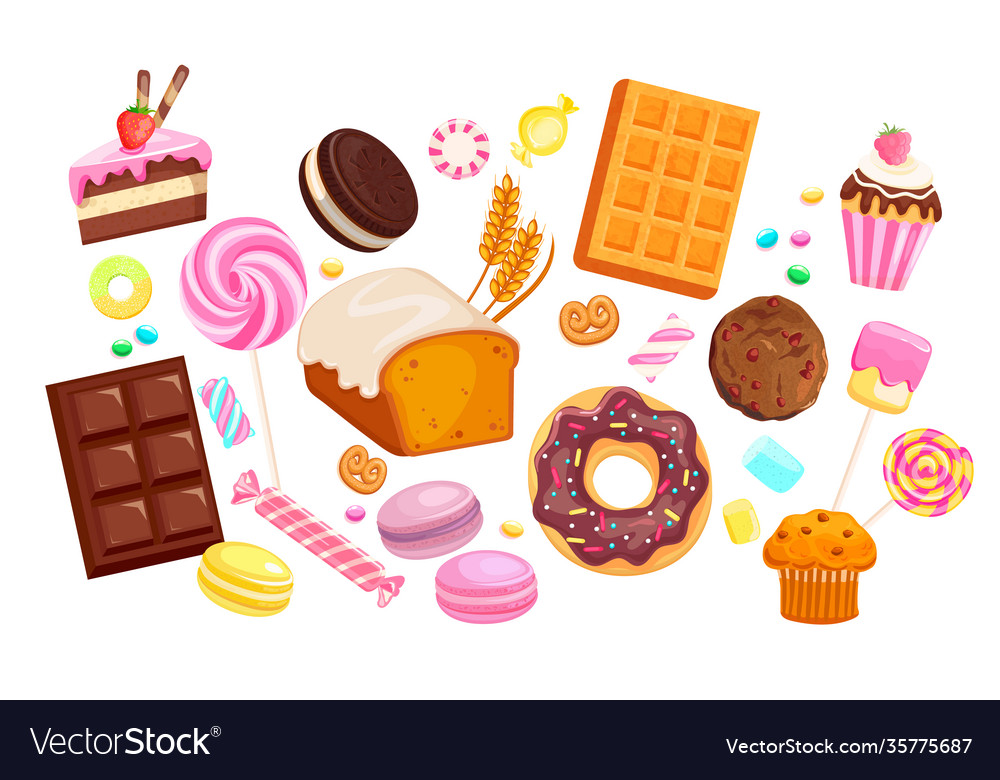 Big set isolated sweets Royalty Free Vector Image
