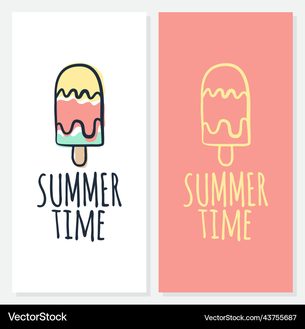 Calligraphy summer time with ice cream icon drawn Vector Image