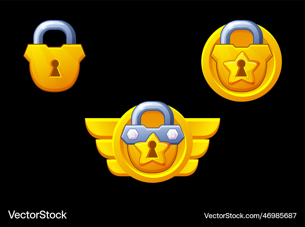 Closed padlock bronze silver and golden padlocks Vector Image