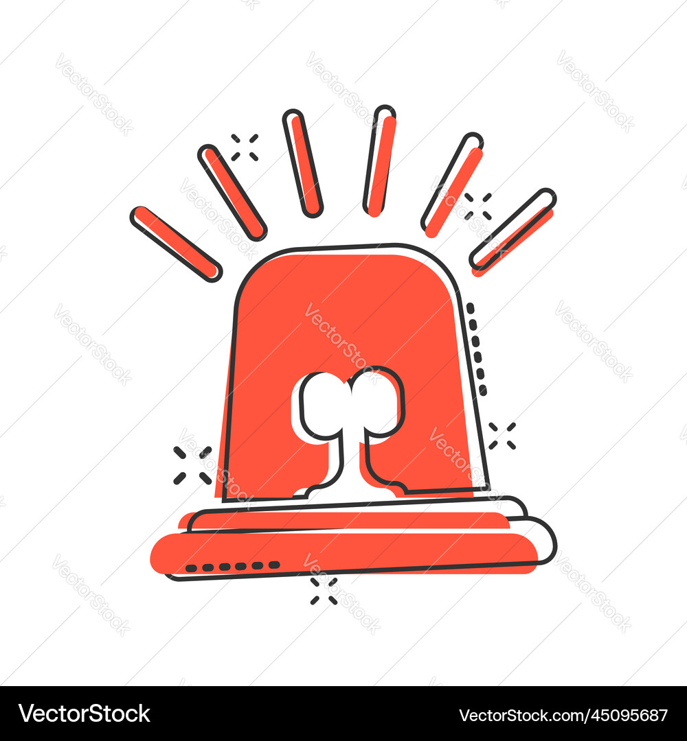 Emergency alarm icon in comic style alert lamp Vector Image