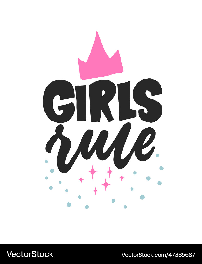 Girls rule creative lettering postcard Royalty Free Vector