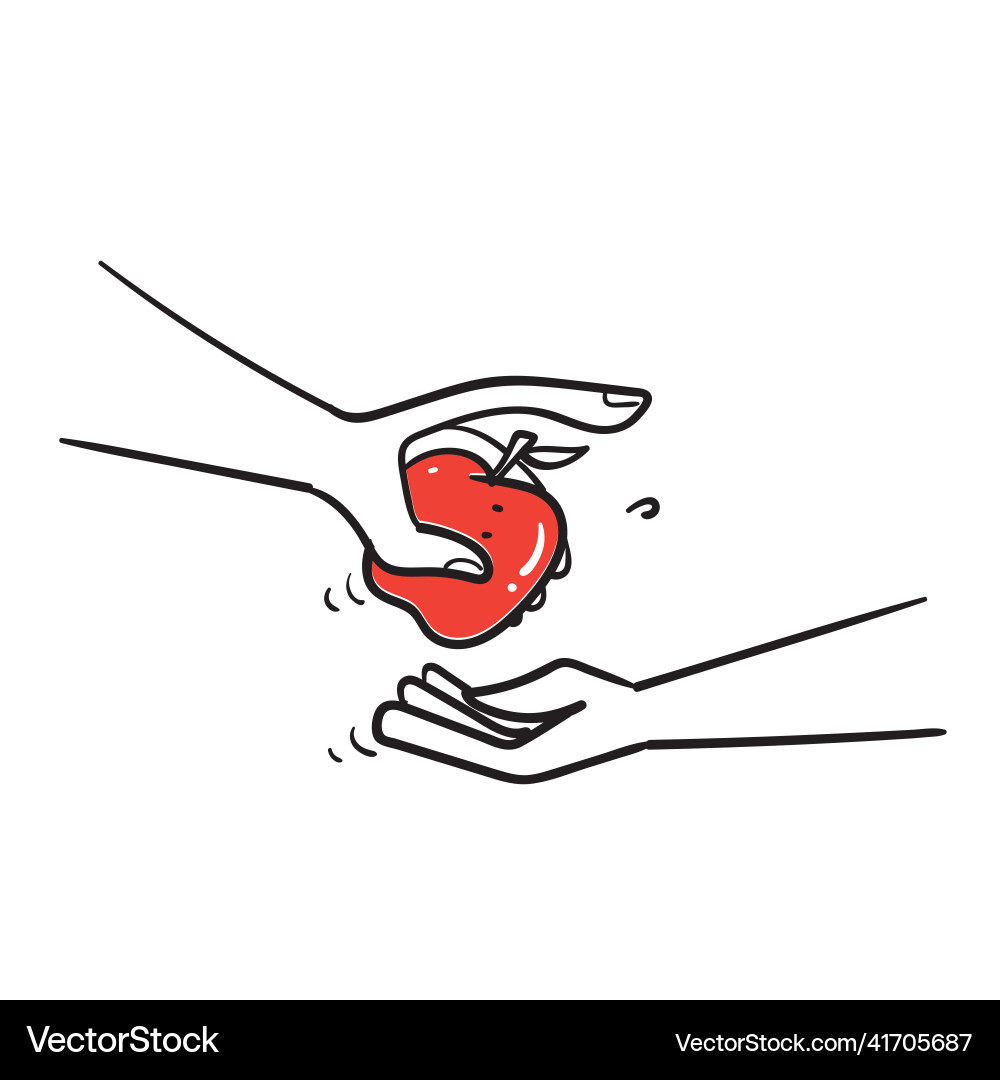 Hand drawn doodle hands giving and receiving Vector Image