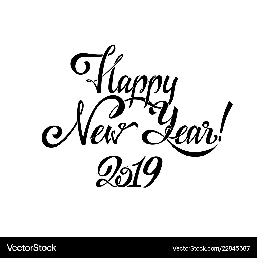 Happy new year 2019 print calligraphy text design Vector Image