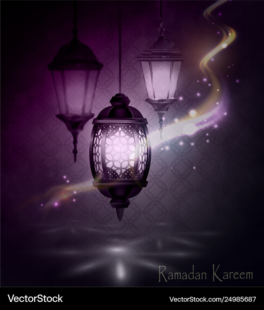 Intricate arabic lamps with lights Royalty Free Vector Image