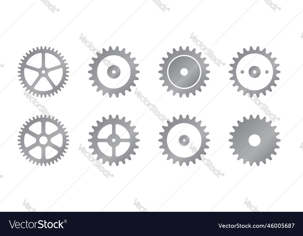 Machine gear cogwheel icon set silver Royalty Free Vector