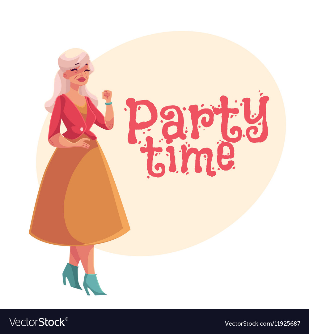 Old Senior Gray Haired Elegant Lady Dancing Vector Image