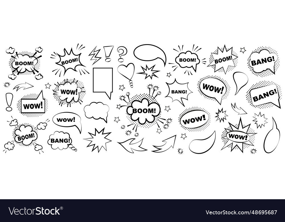 Retro blank comic bubbles and elements Royalty Free Vector