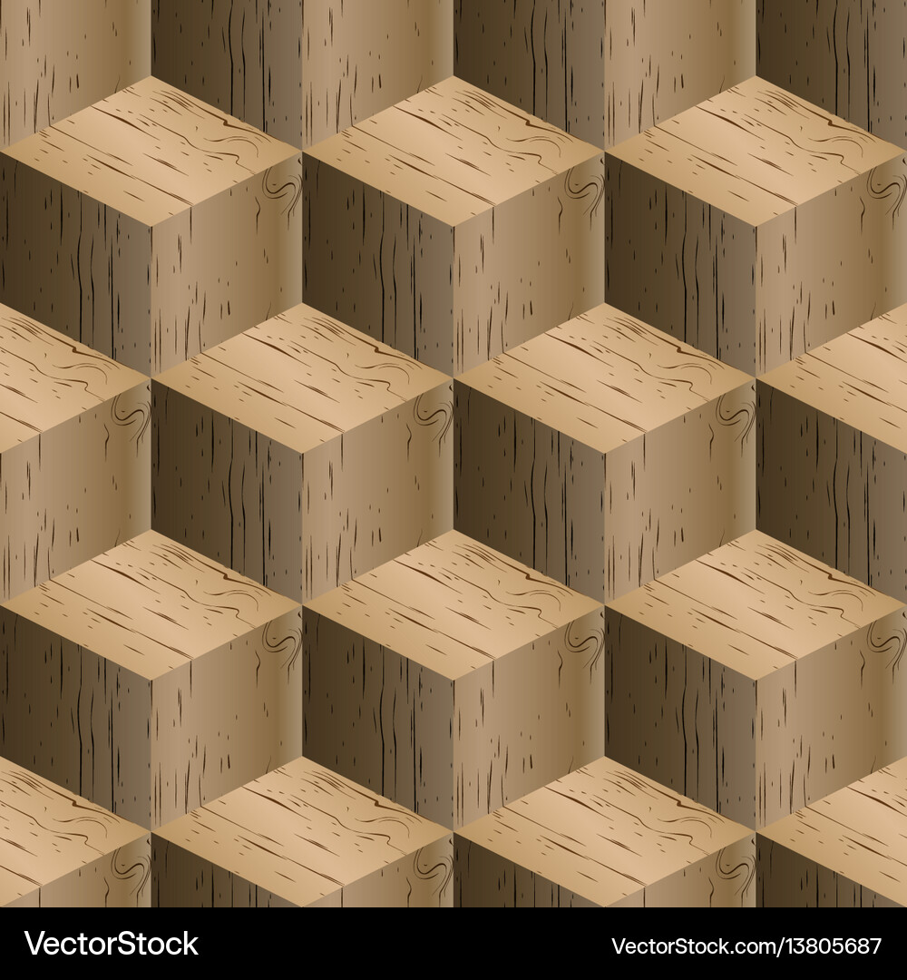Seamless pattern of wooden cubes Royalty Free Vector Image