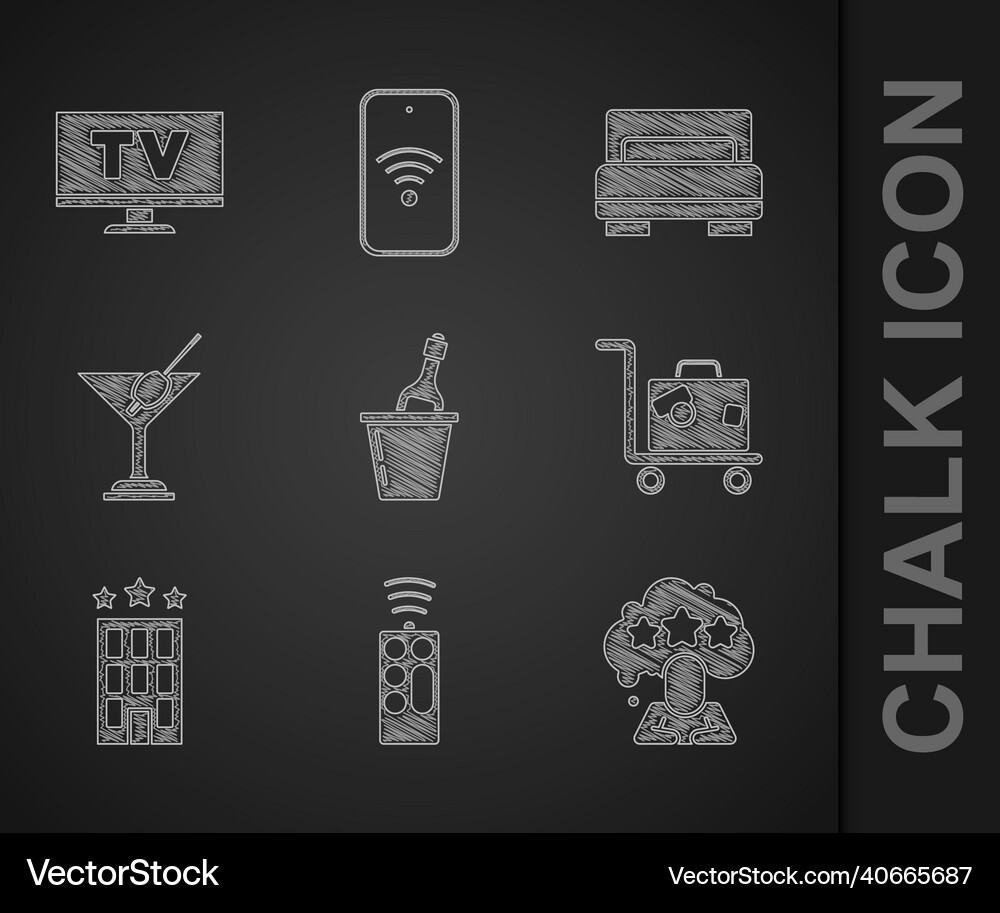 Set champagne in an ice bucket remote control Vector Image