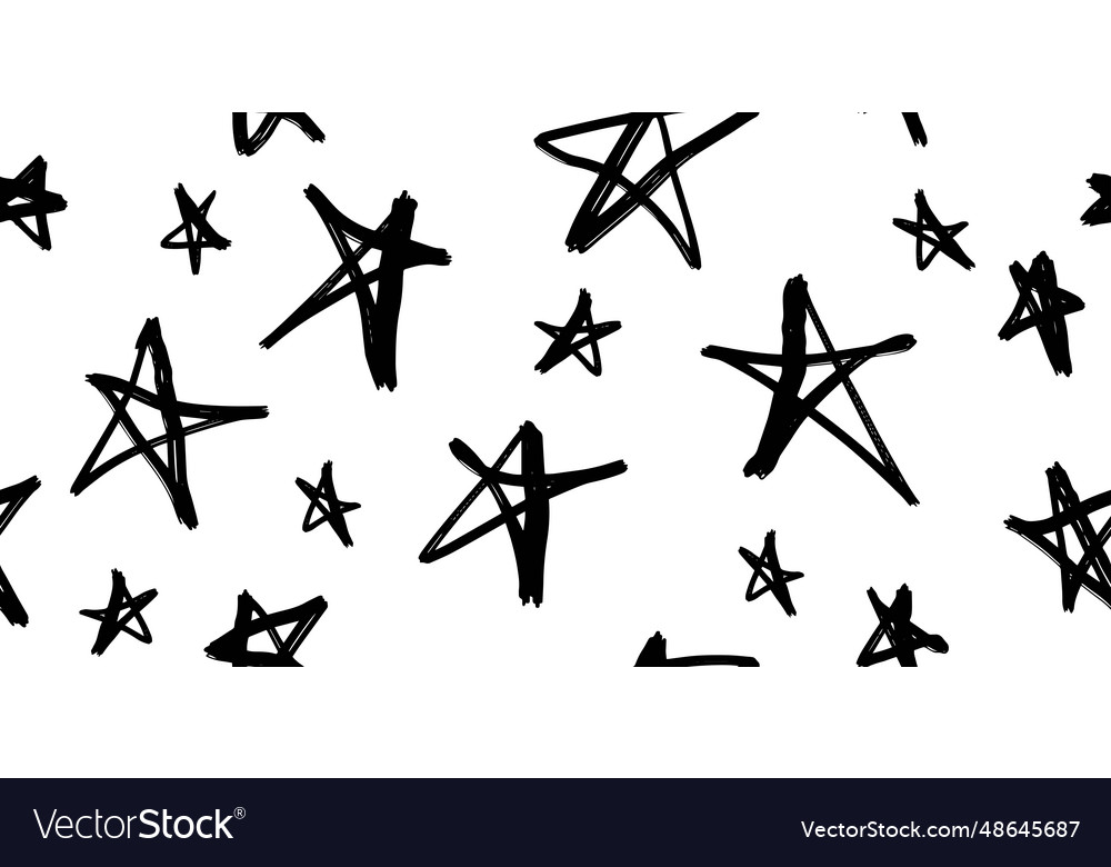 Star doodle seamless pattern background Royalty Free Vector
