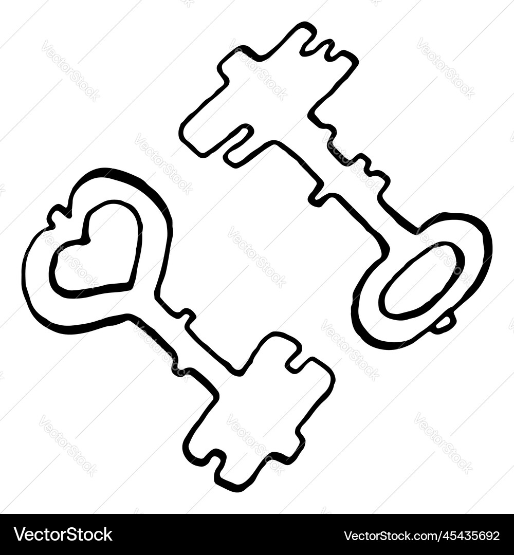 Abstract monochrome key doodle ink line art set Vector Image