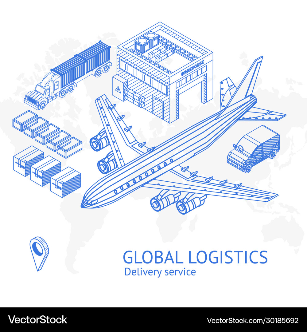 Banner with icons for global logistics Royalty Free Vector