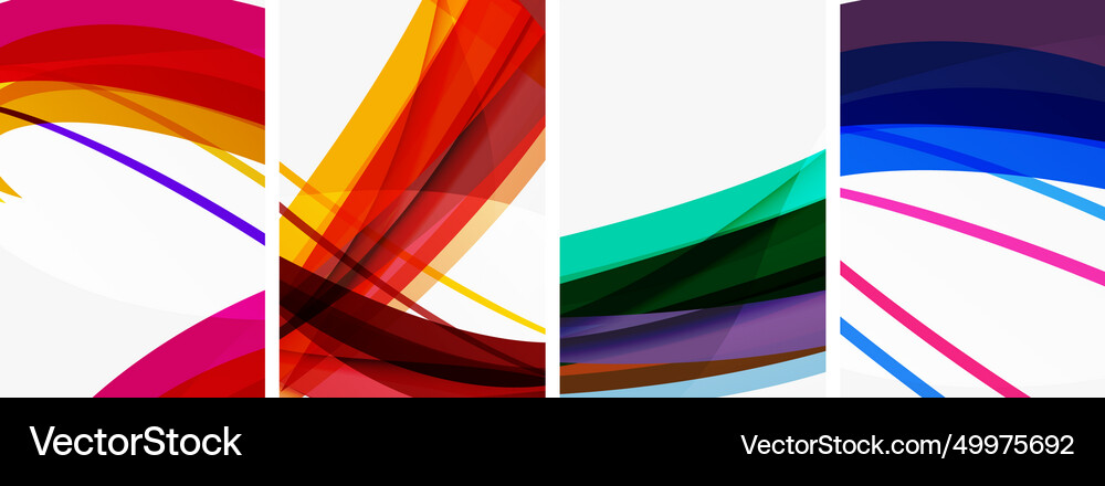 Colorful wave lines poster set for wallpaper Vector Image