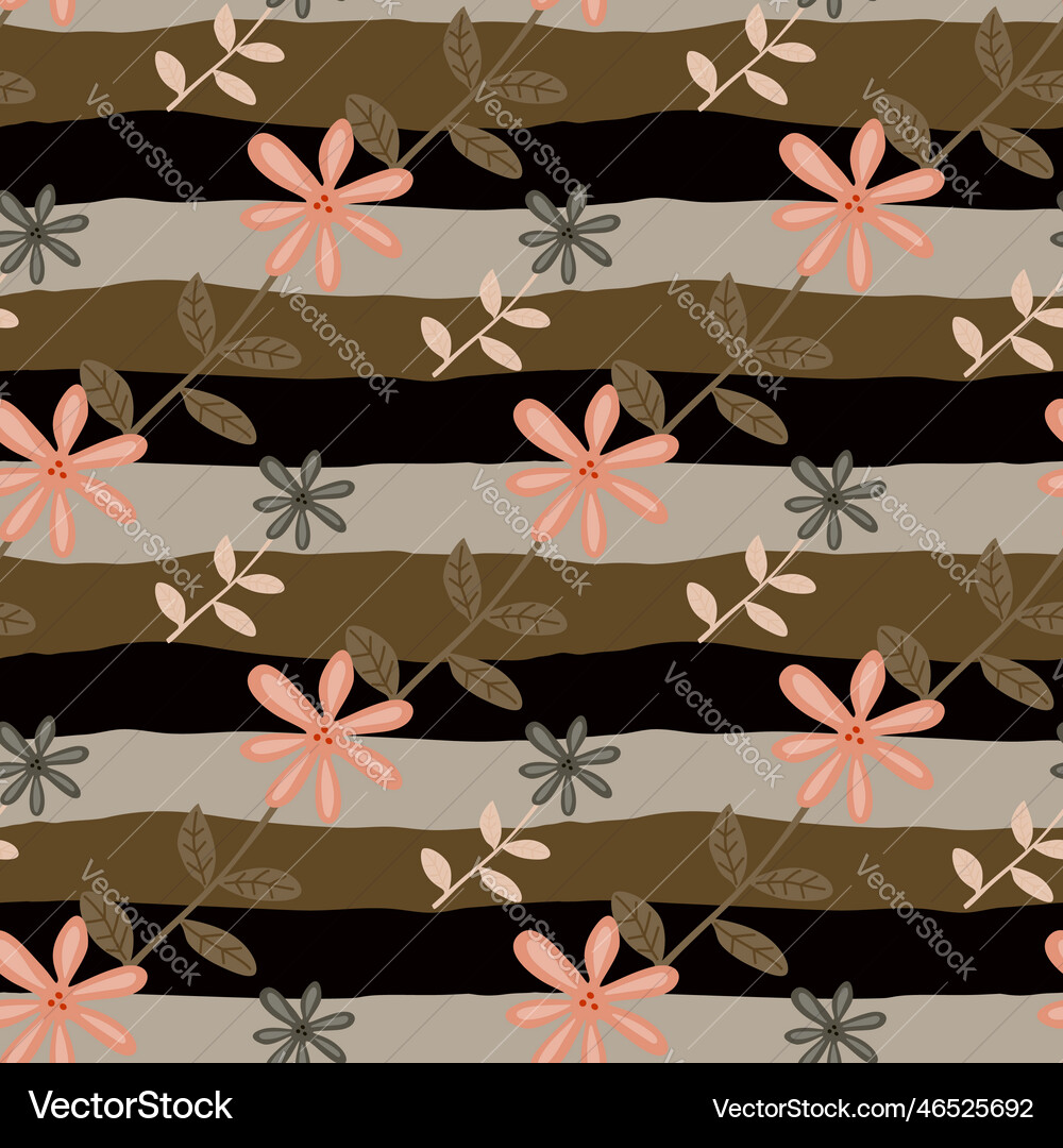 Cute flower seamless pattern naive art style hand Vector Image