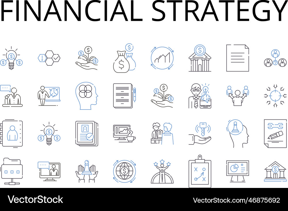 Financial strategy line icons collection Vector Image