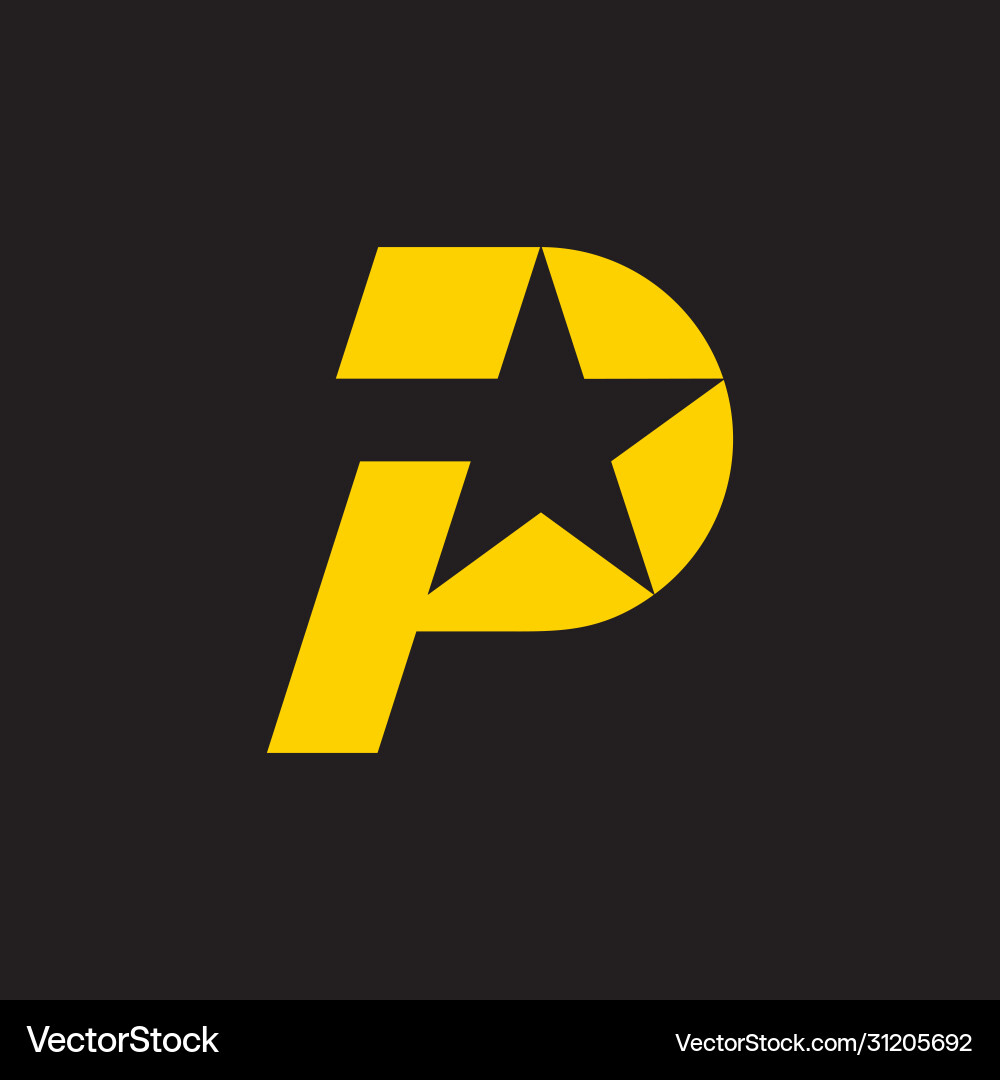 Letter p star geometric colorful simple motion Vector Image