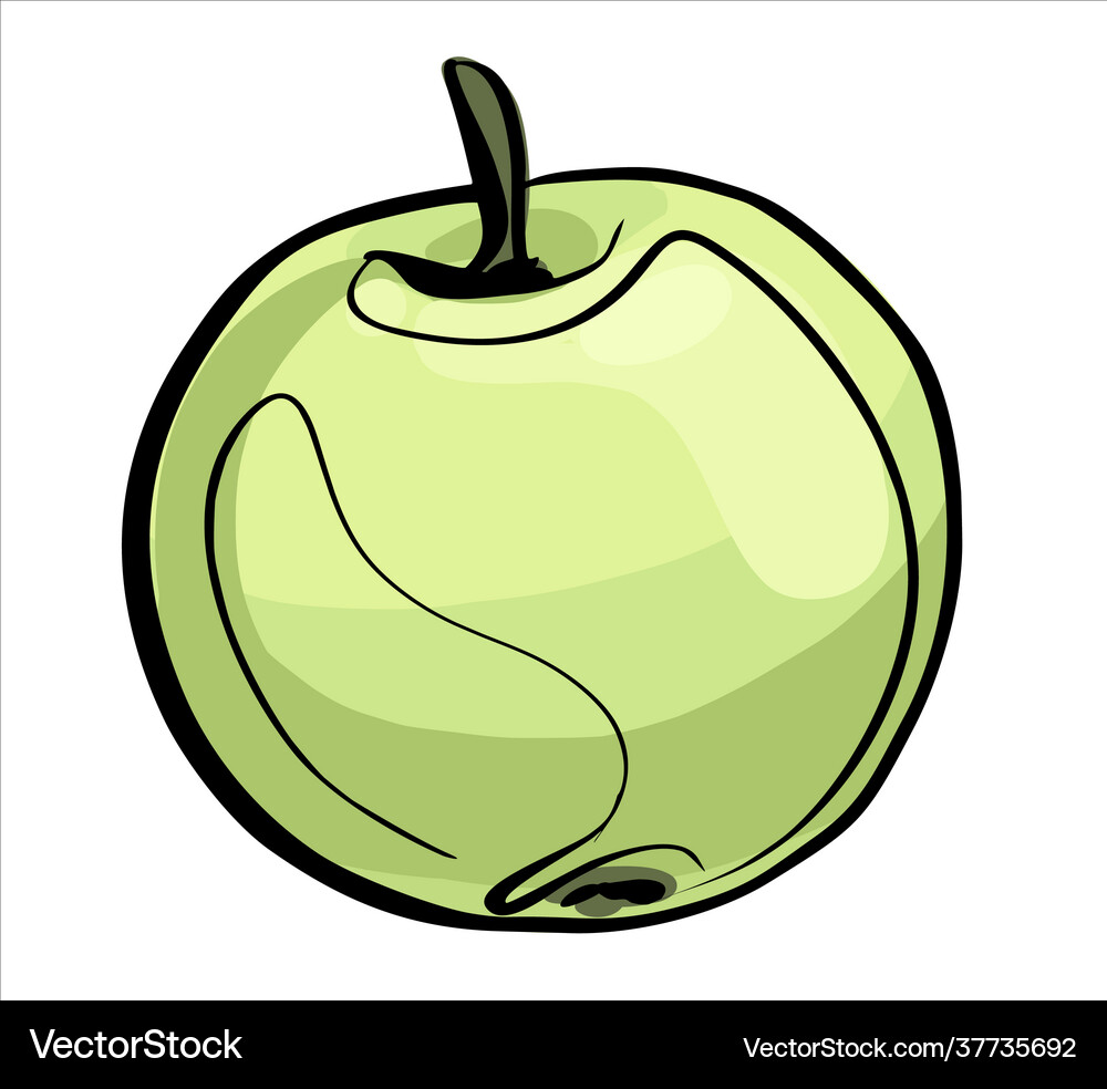 One apple light yellow-green color Royalty Free Vector Image