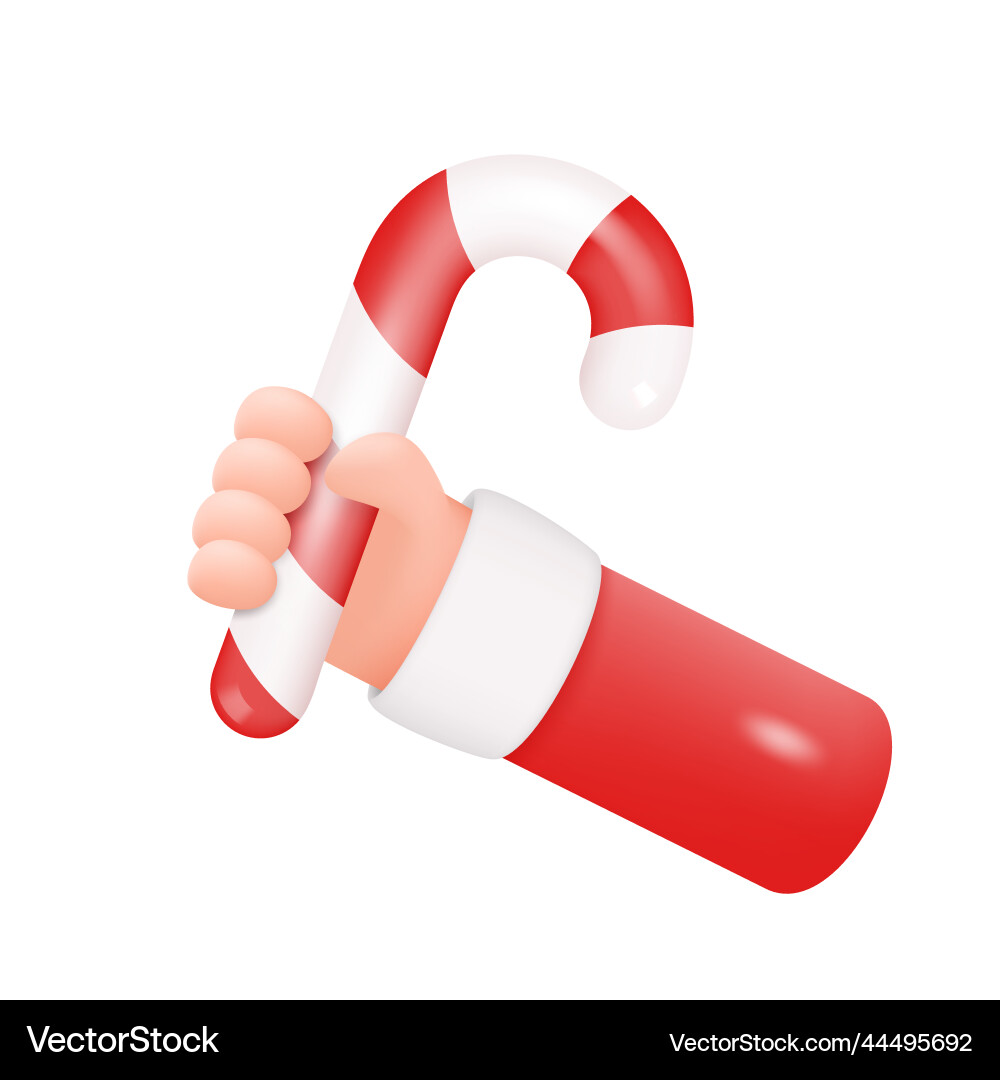 Santa hand holding christmas candy cane Royalty Free Vector