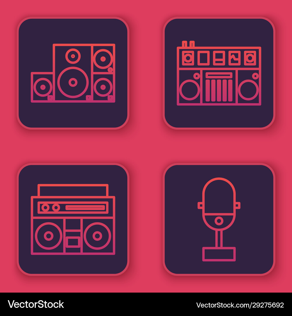Set line stereo speaker home stereo with two Vector Image