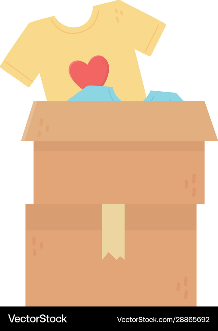 Stacked cardboard boxes clothes charity Royalty Free Vector
