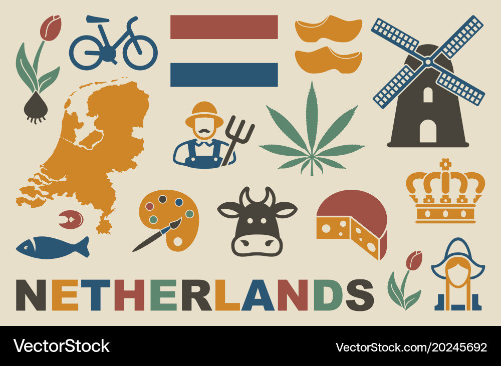Traditional symbols netherlands Royalty Free Vector Image