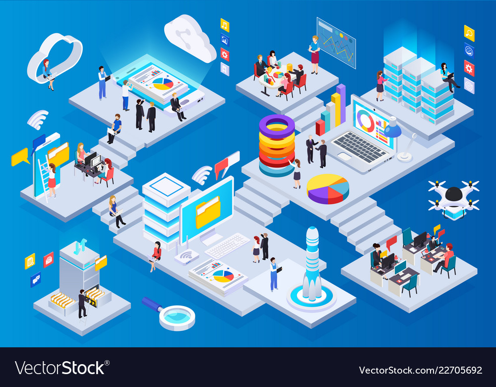 Wireless technology isometric composition Vector Image