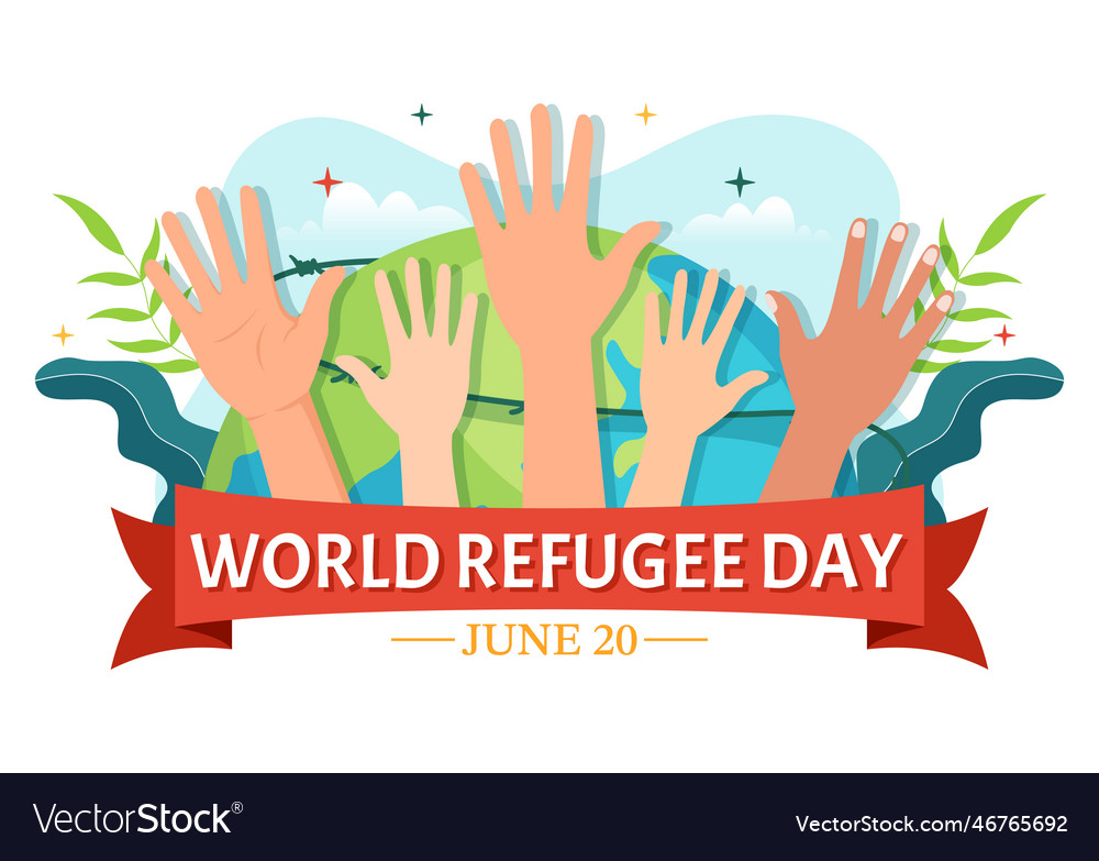 World refugee day on 20 june with immigration Vector Image