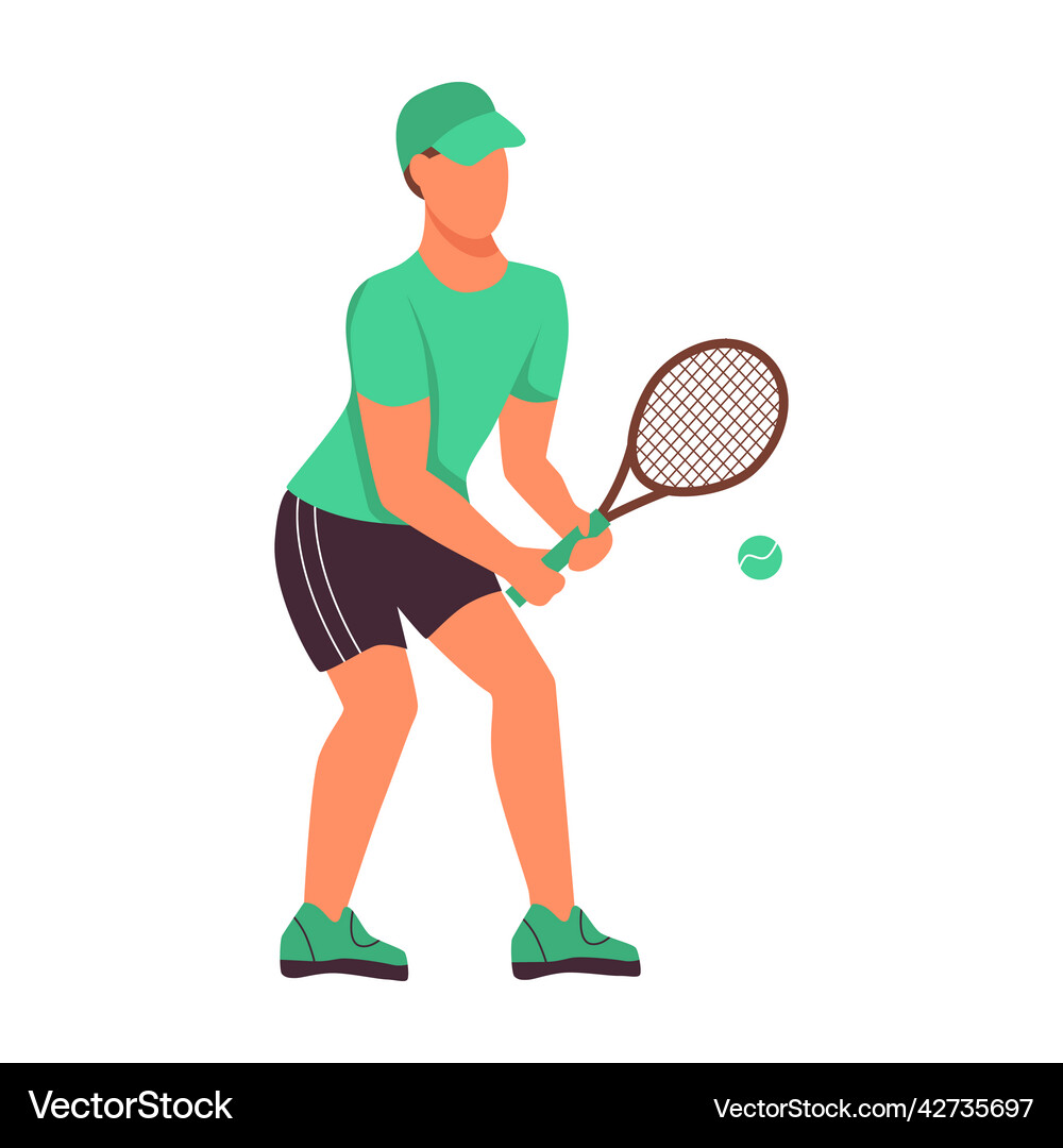 A young man playing tennis flat character Vector Image