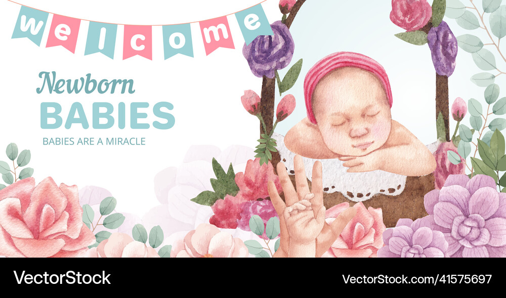 Billboard template with newborn baby Royalty Free Vector