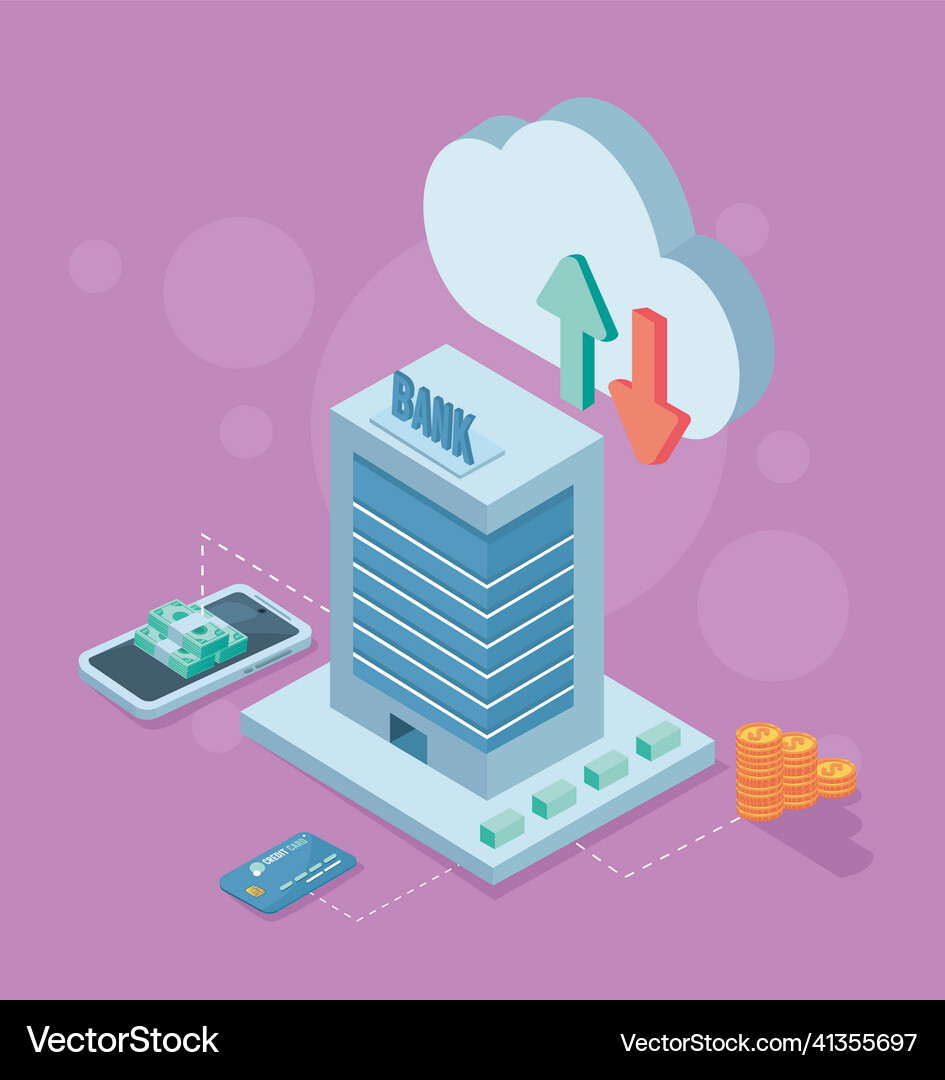 Cloud computing and bank Royalty Free Vector Image
