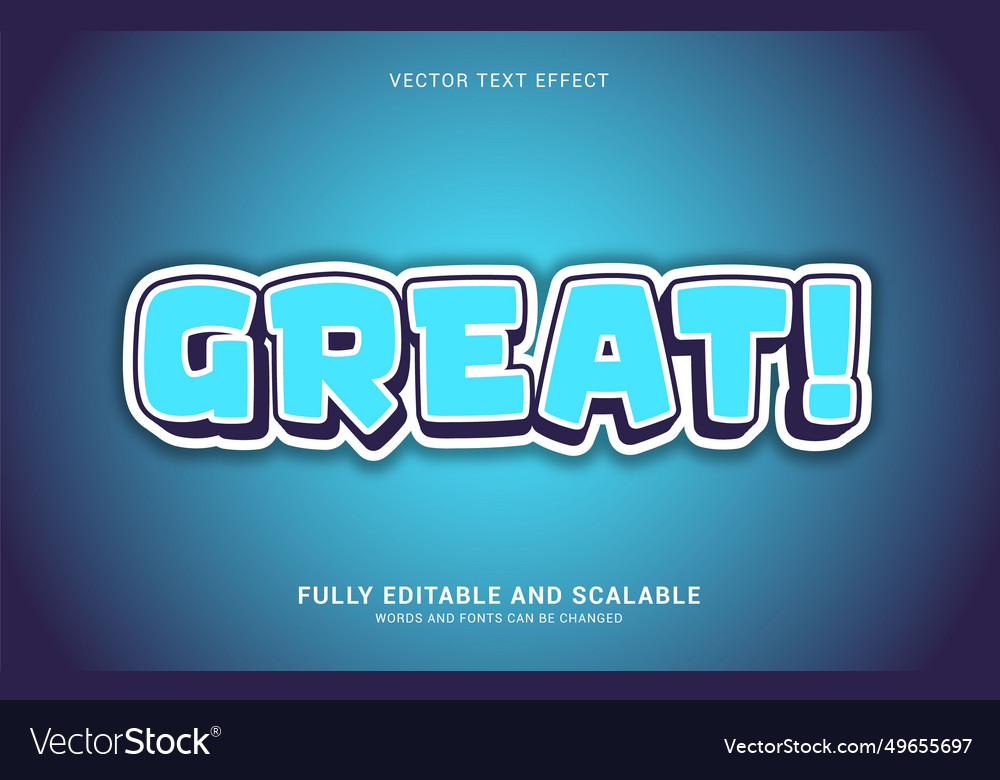 Editable text effect great style Royalty Free Vector Image