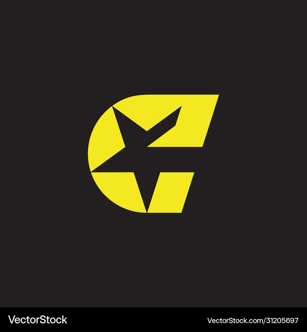 Letter e star geometric colorful simple symbol Vector Image