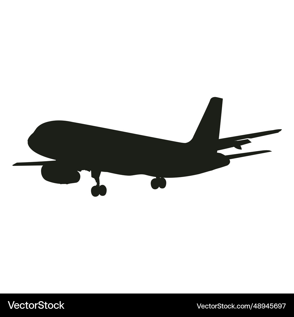 Passenger airplane landing silhouette Royalty Free Vector