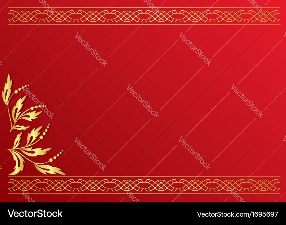 Red card with golden decoration Royalty Free Vector Image