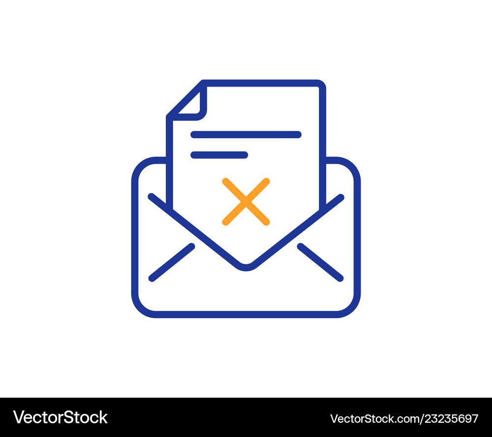 Reject letter line icon delete mail sign Vector Image