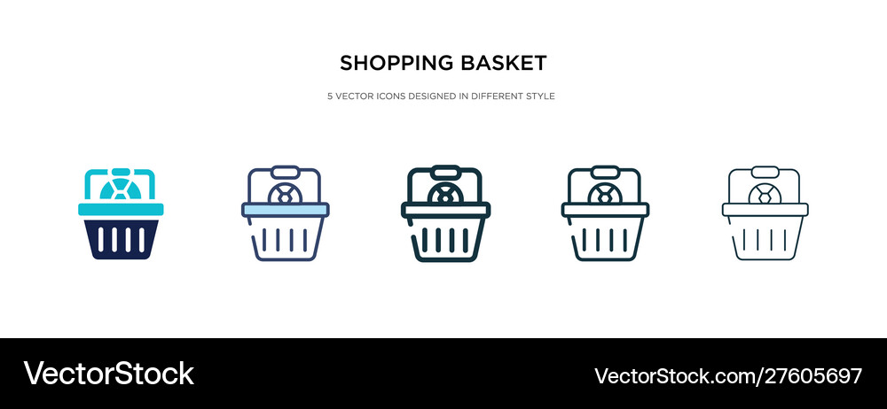 Shopping basket icon in different style two Vector Image