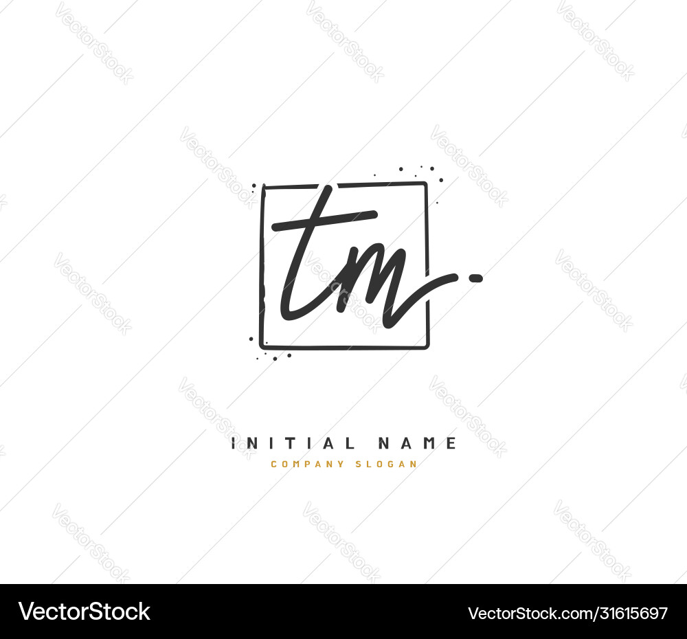 T m tm beauty initial logo handwriting Royalty Free Vector