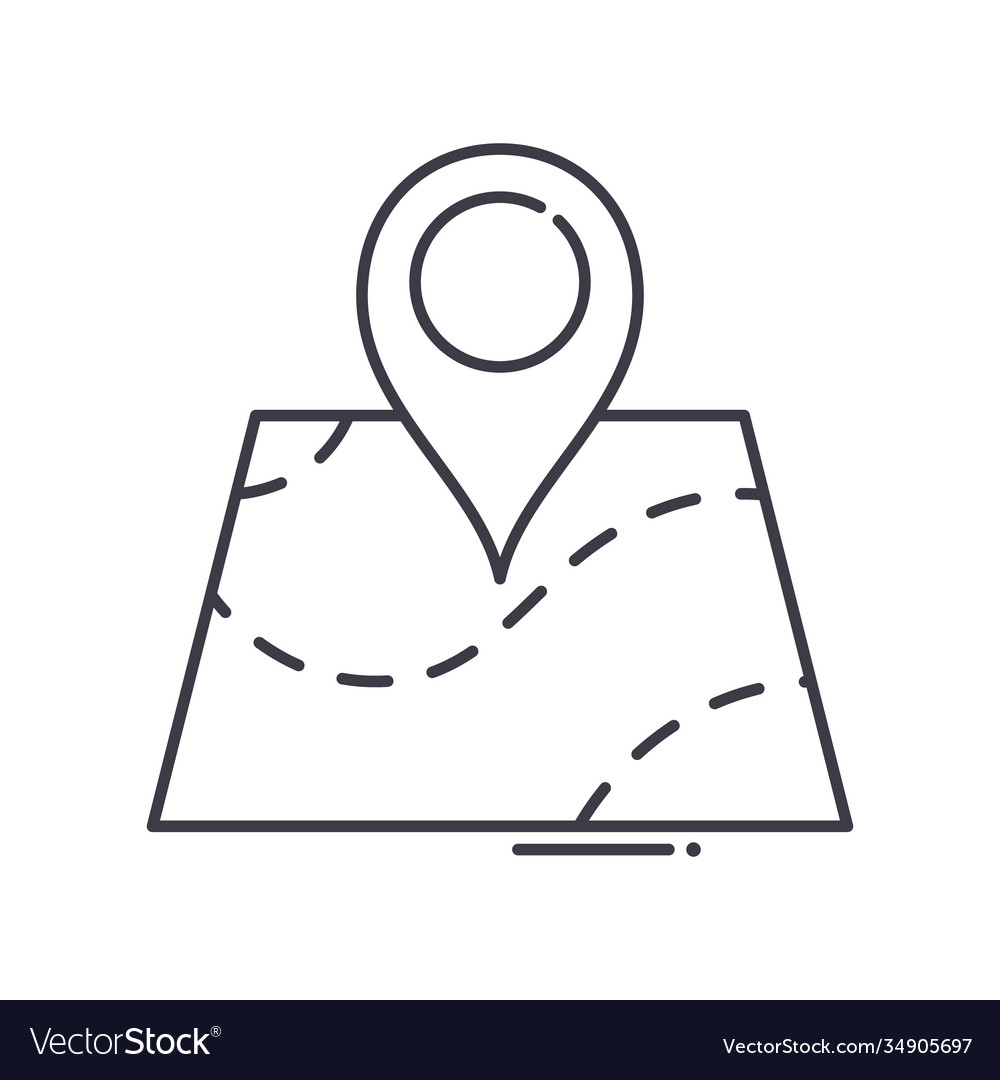 Trail map icon linear isolated thin Royalty Free Vector