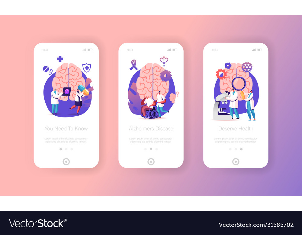 Alzheimer disease mobile app page onboard screen Vector Image Alzheimer disease mobile app page onboard screen Vector Image